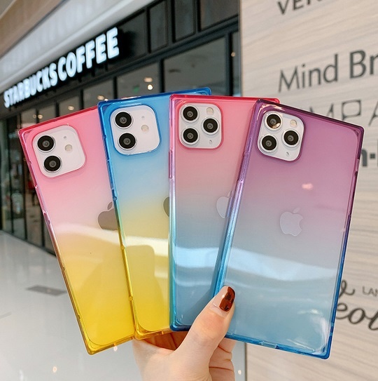 smartphone TPU case Right angle design Rainbow gradient