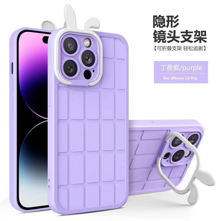 Rectangular lattice mobile phone case with Rabbit ears Style Lens ...
