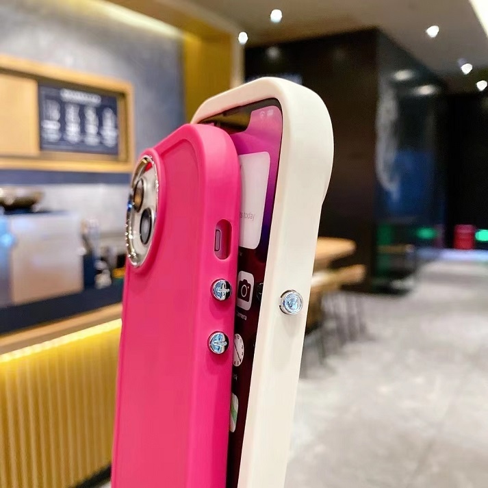 Solid color Smartphone Case TPU Circular electroplated lens frame