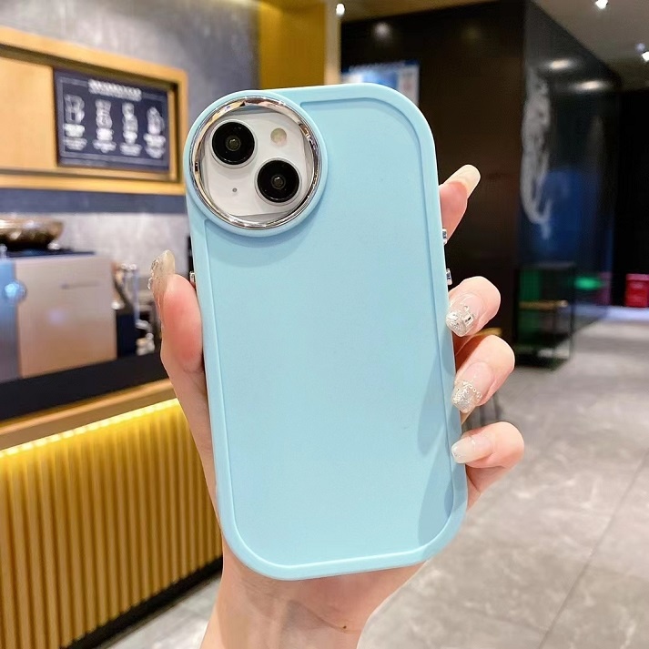 Solid color Smartphone Case TPU Circular electroplated lens frame